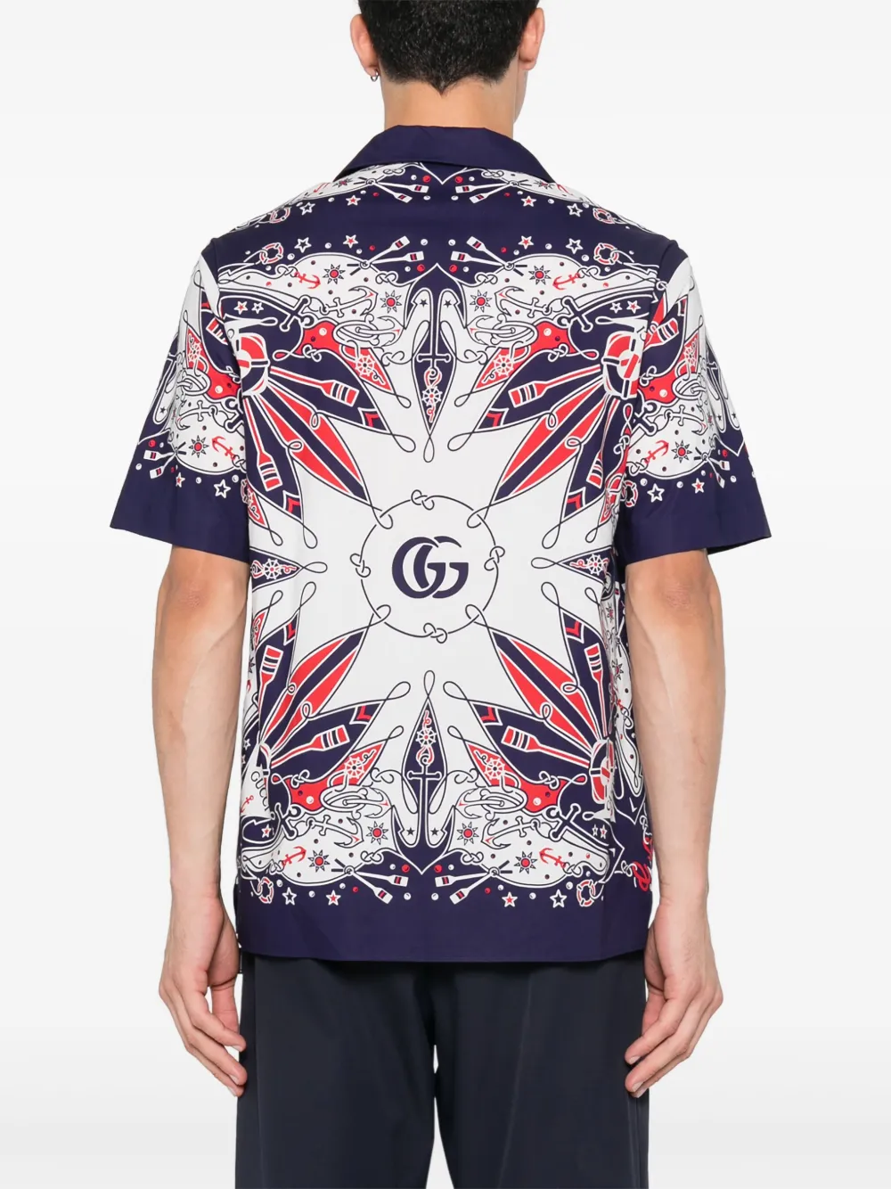 Gucci Double G Bandana Print Cotton Shirt | White | FARFETCH
