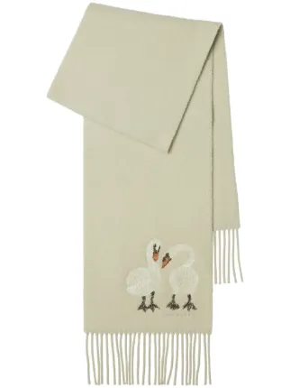 Burberry Swan Embroidery Scarf | Neutrals | FARFETCH
