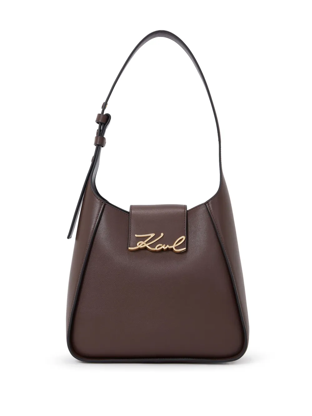 Karl Lagerfeld Signature Leather Shoulder Bag | Brown | FARFETCH