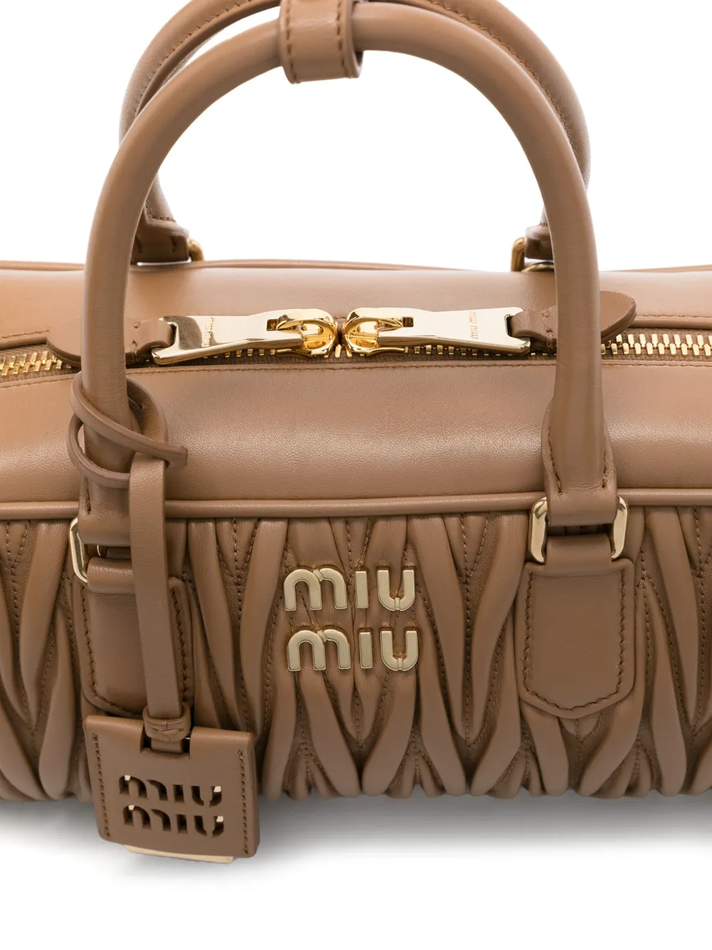Miu Miu Arcadie Matelassé Leather Tote Bag | Brown | FARFETCH UK