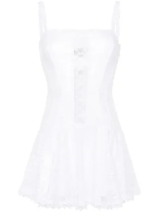Charo Ruiz Ibiza Satien lace-detail Short Dress | White | FARFETCH