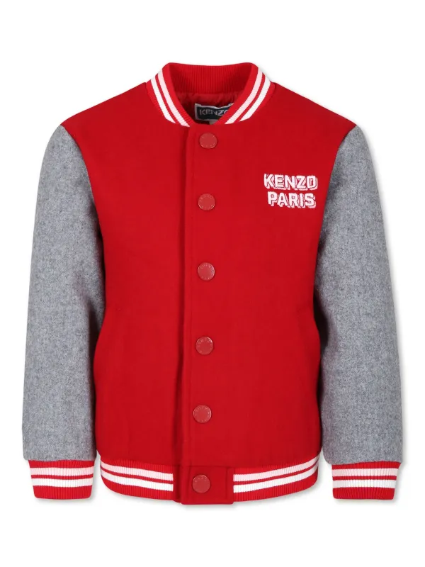 Kenzo Kids logo embroidered Varsity Jacket Red FARFETCH CA