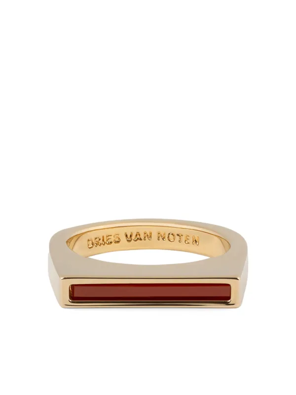 DRIES VAN NOTEN Tiger Eye Signet Ring Gold FARFETCH
