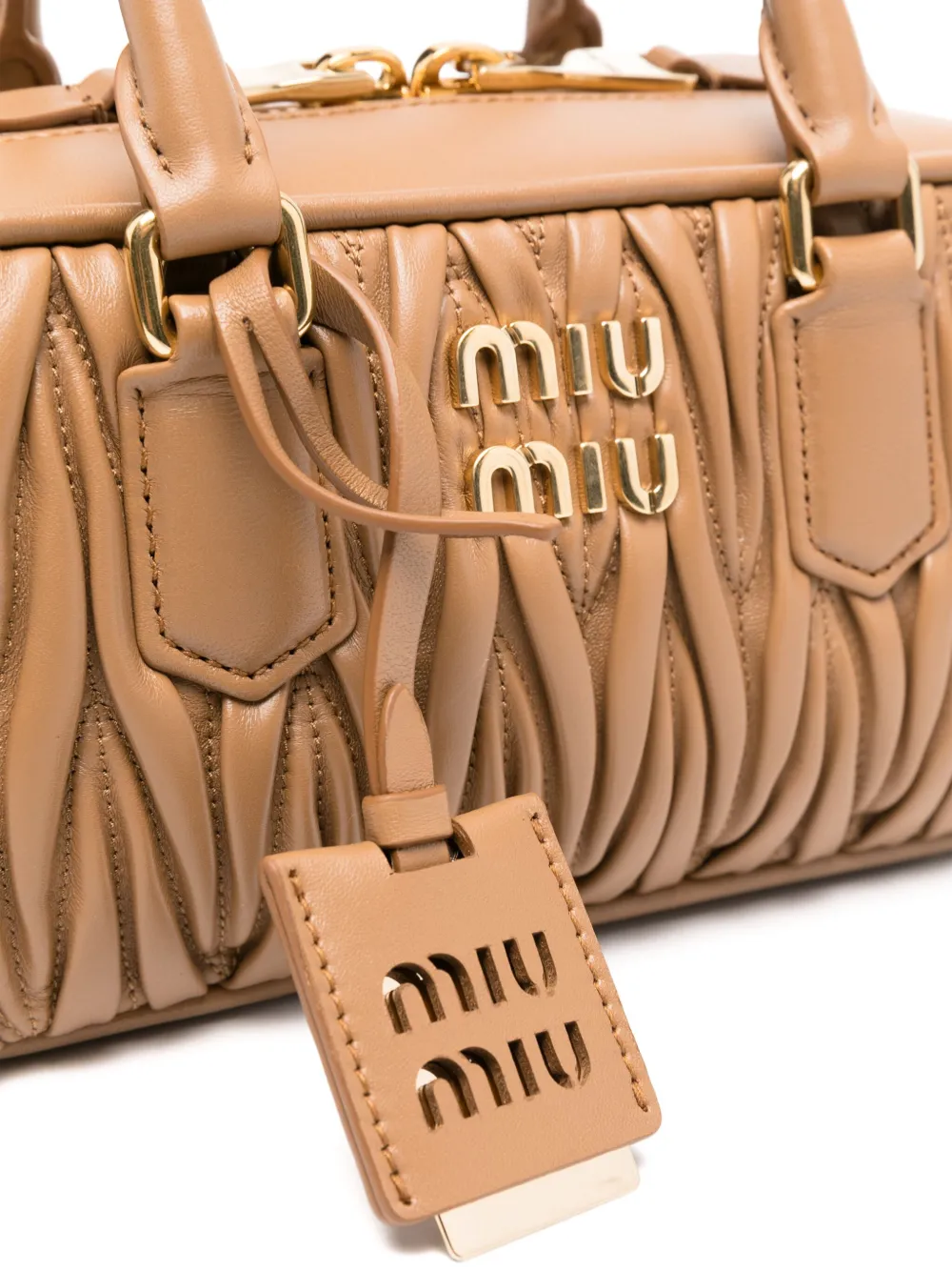 Miu Miu Arcadie Matelassé Leather Tote Bag | Brown | FARFETCH