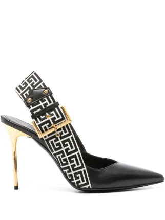 Balmain Pre-Owned 95mm Ruby Monogram Slingback Pumps - Farfetch