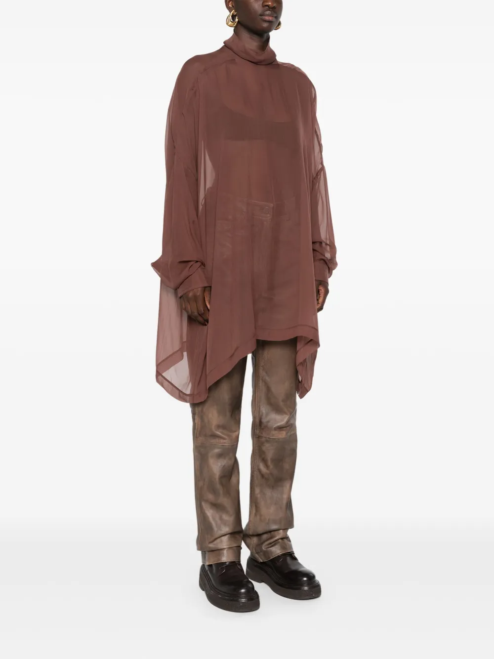 Rick Owens Jumbo Tabard Silk Top | Pink | FARFETCH