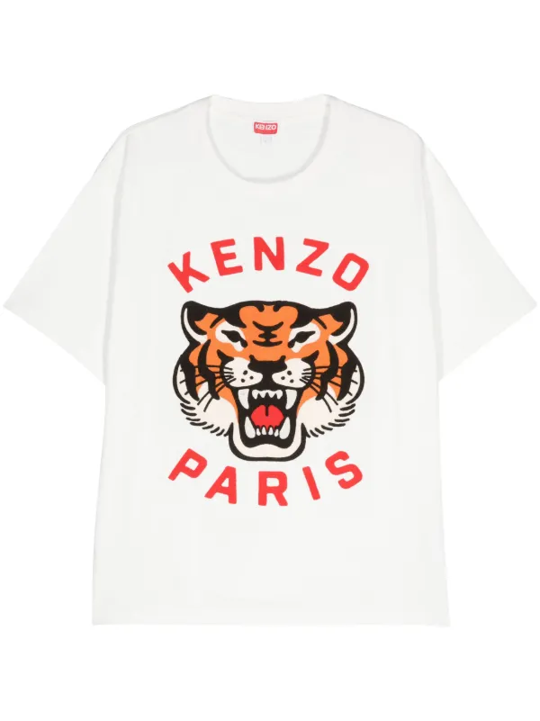 Kenzo Lucky Tiger Cotton T shirt White FARFETCH CA
