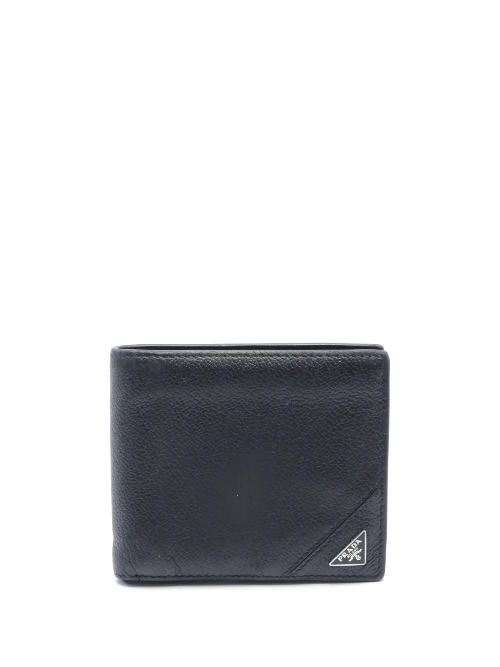 Pre-owned Prada 2000s Triangle-logo Bi-fold Wallet In Black | ModeSens