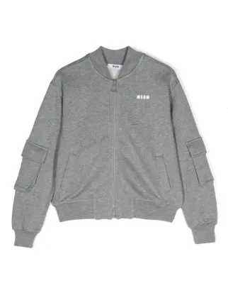 MSGM Kids Fleece Bomber Jacket | Grey | FARFETCH