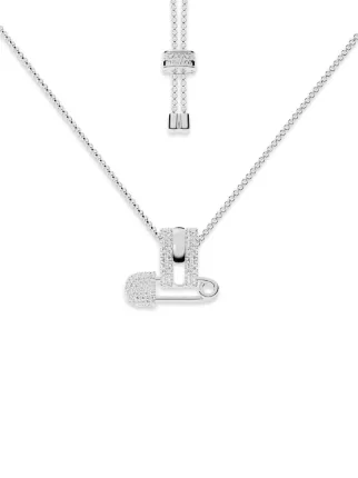 APM Monaco Safety Pin crystal-embellished Necklace | Silver | FARFETCH
