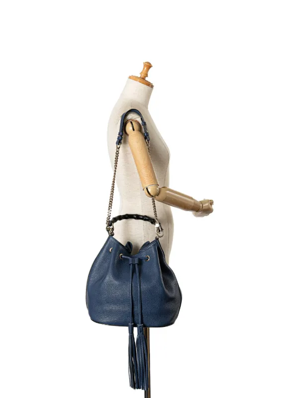 Gucci Pre Owned 2000 2015 Miss Bamboo Leather Bucket Bag Blue FARFETCH UK