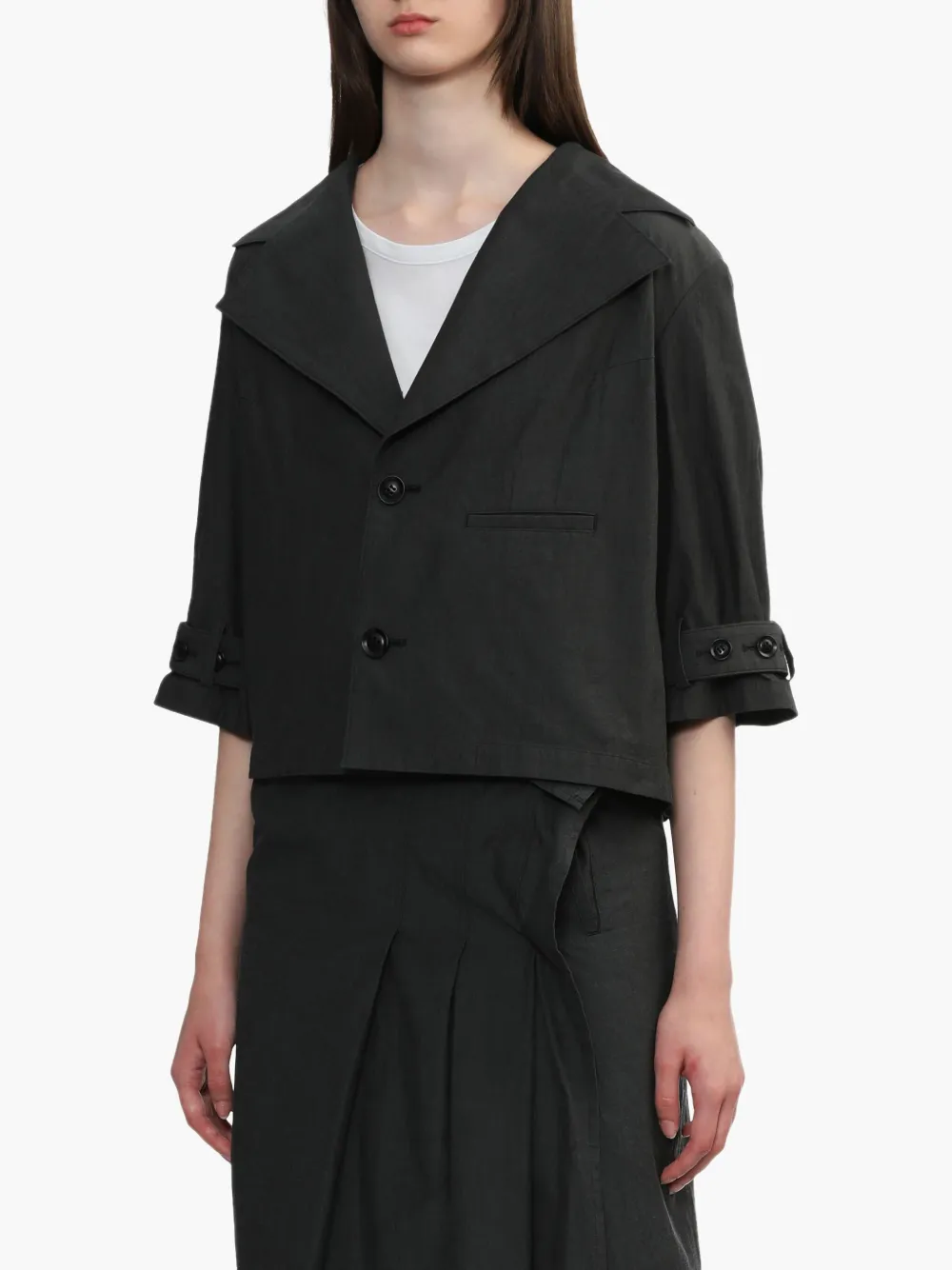 Y's Sailor Collar Cropped Jacket | Grey | FARFETCH