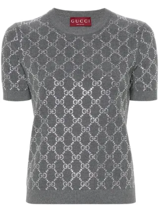 Gucci GG rhinestone-embellished Wool Jumper | Grey | FARFETCH UK