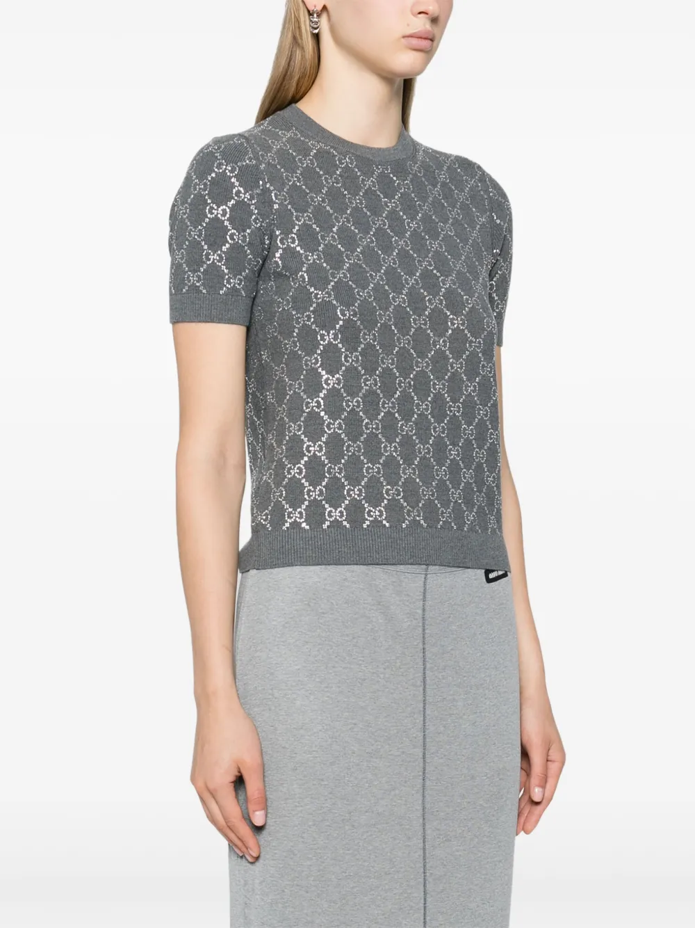 Gucci GG rhinestone-embellished Wool Jumper | Grey | FARFETCH