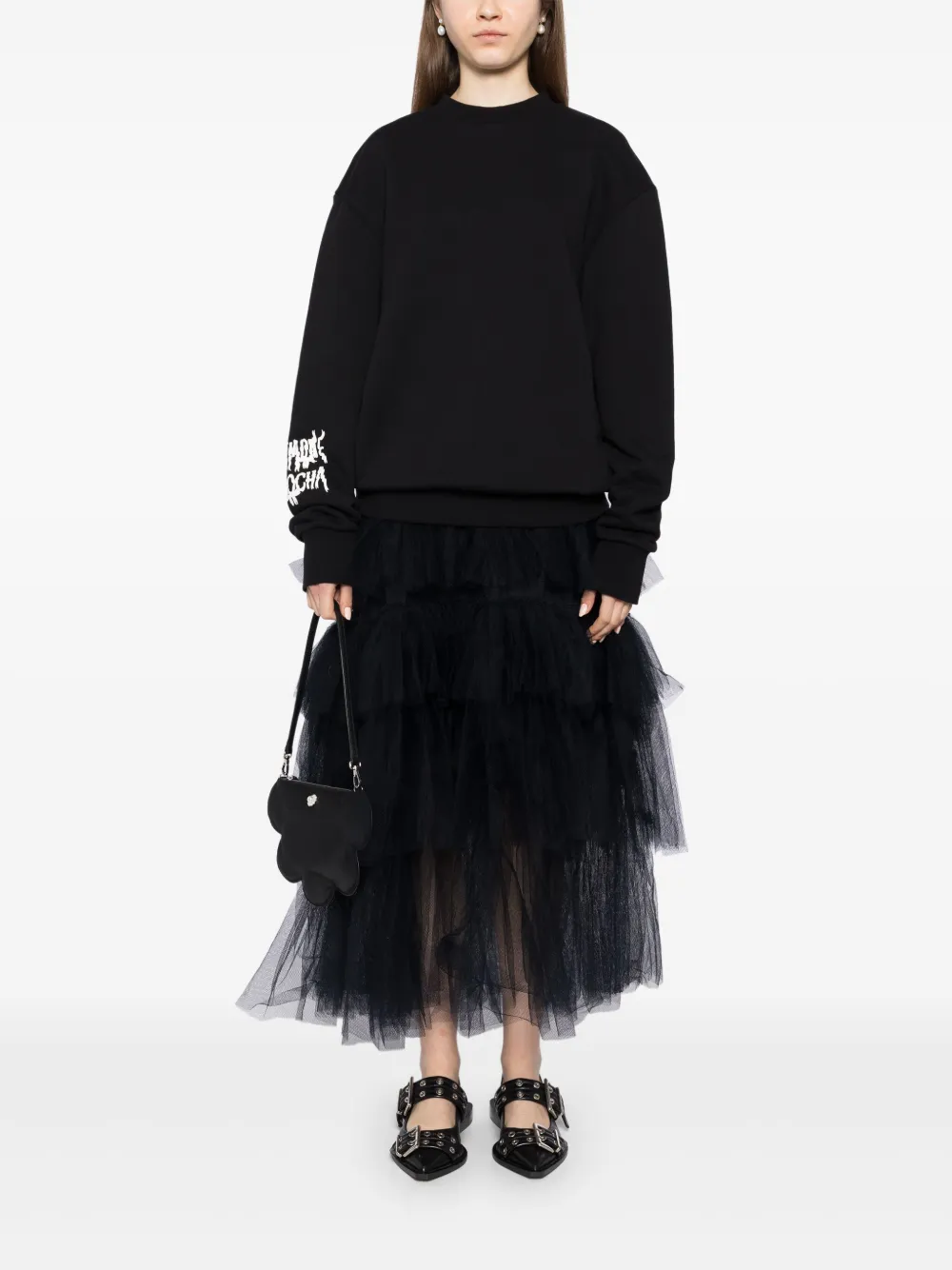 Simone Rocha Ribbon Logo Sweatshirt | Black | FARFETCH