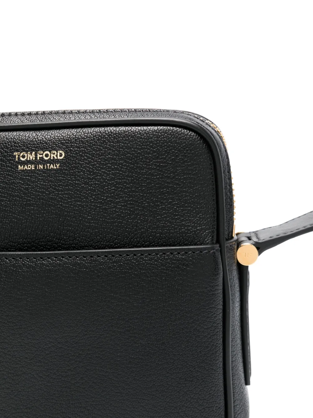 TOM FORD logo-stamp Leather Messenger Bag | Black | FARFETCH