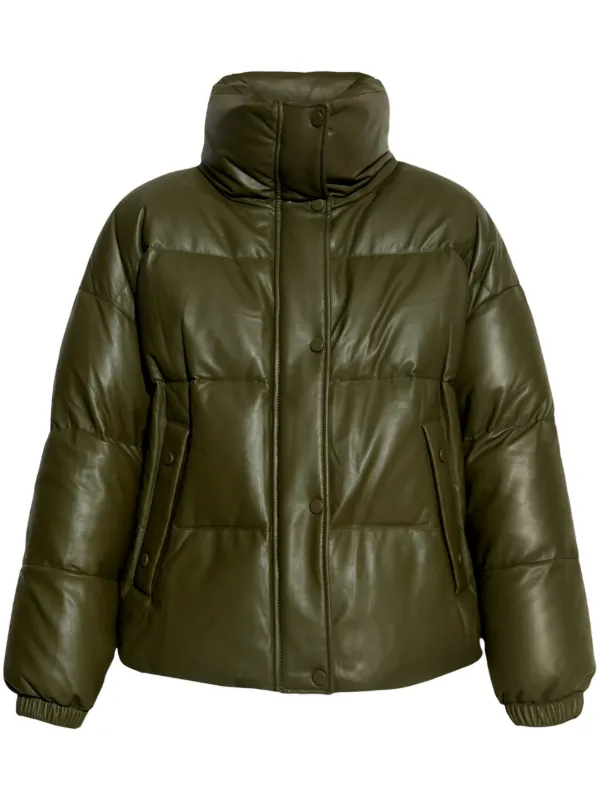 Yves Salomon Padded Leather Jacket Green FARFETCH CA