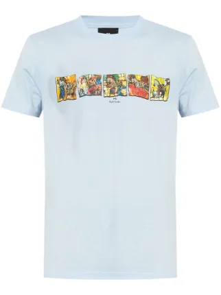 PS Paul Smith graphic-print Cotton T-shirt | Blue | FARFETCH IE