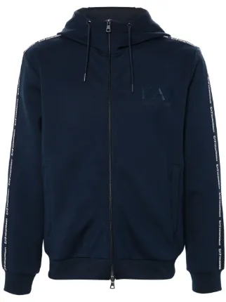 Ea7 Emporio Armani logo tape Detail Hoodie Blue FARFETCH ID