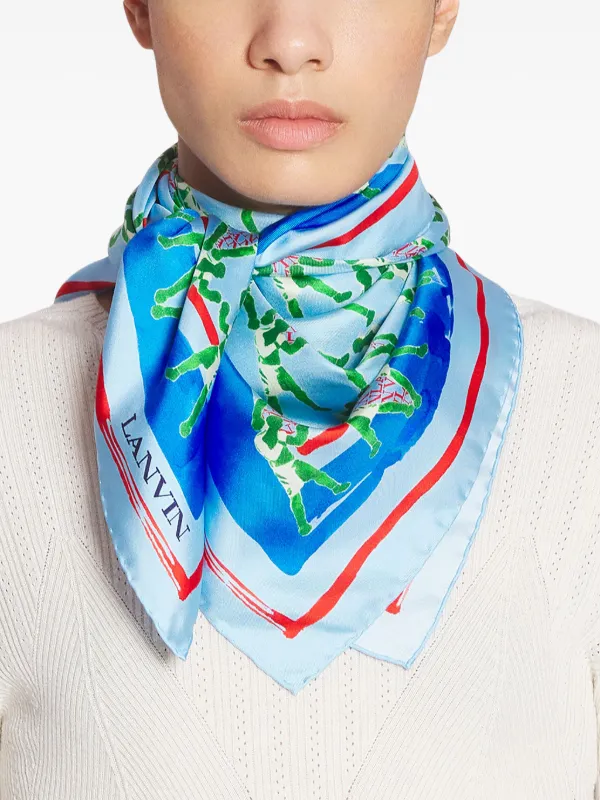 Lanvin graphic print silk scarf women Silk One Size Blue