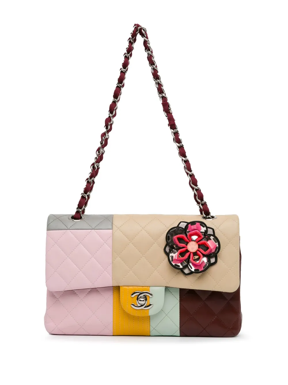 CHANEL Pre-Owned 2016-2017 Medium Classic Color Block Lambskin Flower ...