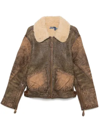 Polo Ralph Lauren shearling-trim Bomber Jacket | Brown | FARFETCH