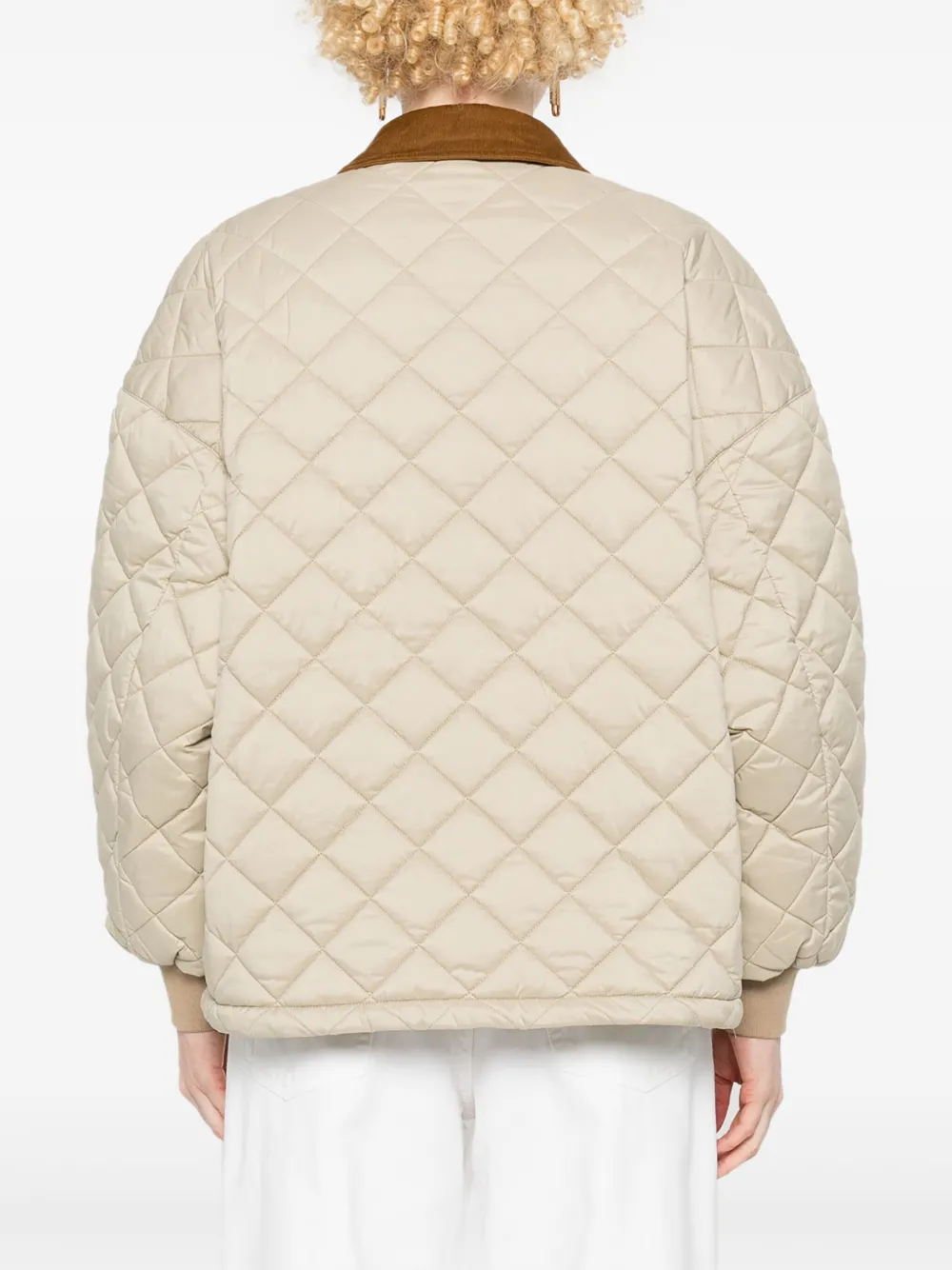 Miu Miu logo-patch Quilted Jacket | Neutrals | FARFETCH