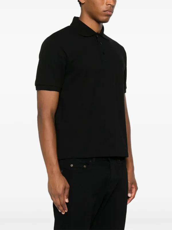 Saint Laurent Cassandre-embroidered Piqué Polo Shirt | Black Saint Laurent Cassandre-embroidered Piqué Polo Shirt | Black