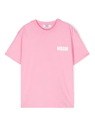 MSGM Kids logo-print T-shirt | Pink | FARFETCH