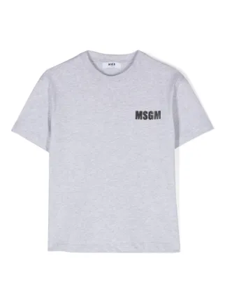 MSGM Kids 로고 프린트 티셔츠 | 그레이 | FARFETCH KR