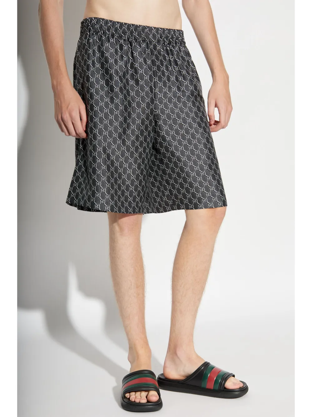 Gucci GG-print Silk Twill Shorts | Grey | FARFETCH
