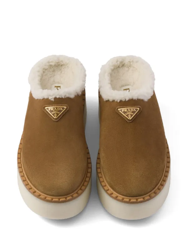 Prada 50mm enamel-logo Mules | Brown | FARFETCH Prada 50mm enamel-logo Mules | Brown | FARFETCH