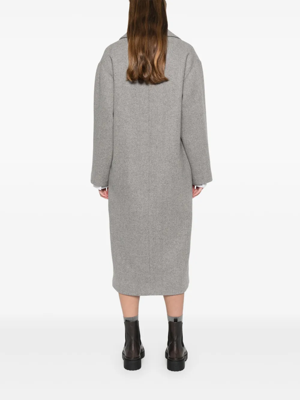 Elisabetta Franchi herringbone-pattern Coat | Grey | FARFETCH