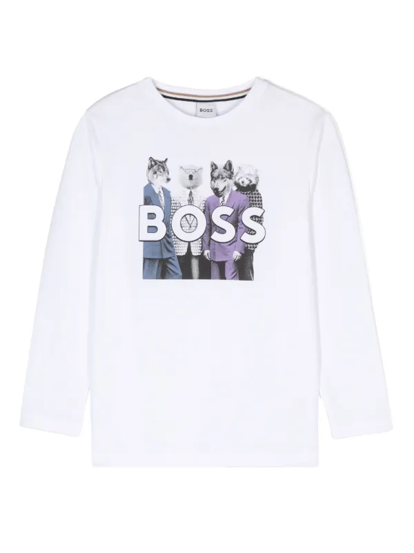 BOSS Kidswear Wolf print T shirt White FARFETCH AO