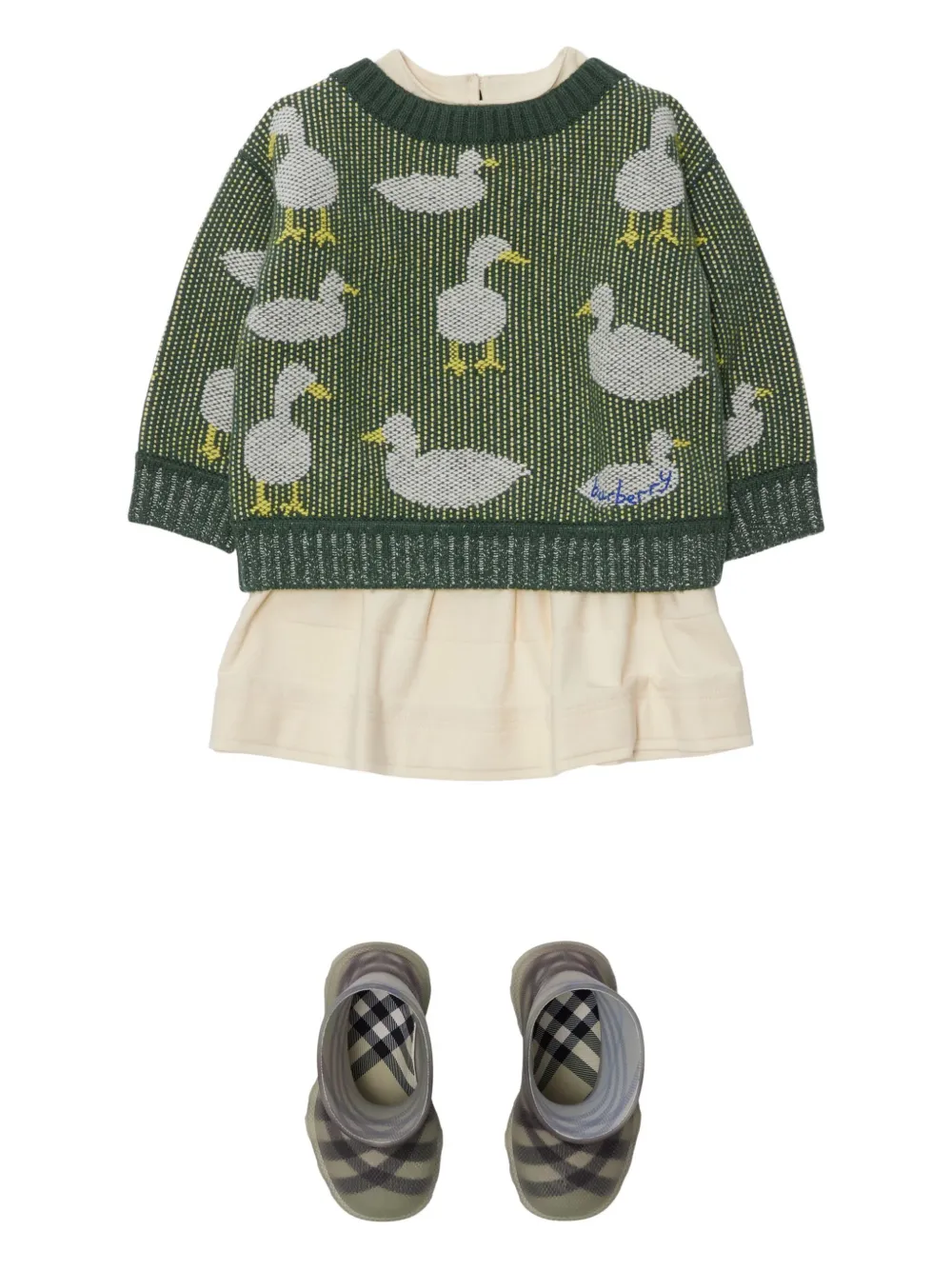Burberry Kids Duck jacquard-knit Sweater | Green | FARFETCH