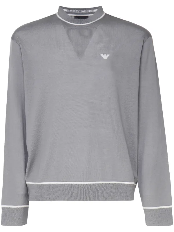 Emporio Armani intarsia knit Wool Jumper Grey FARFETCH BH