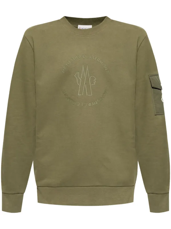Moncler logo print Sweatshirt Green FARFETCH CA