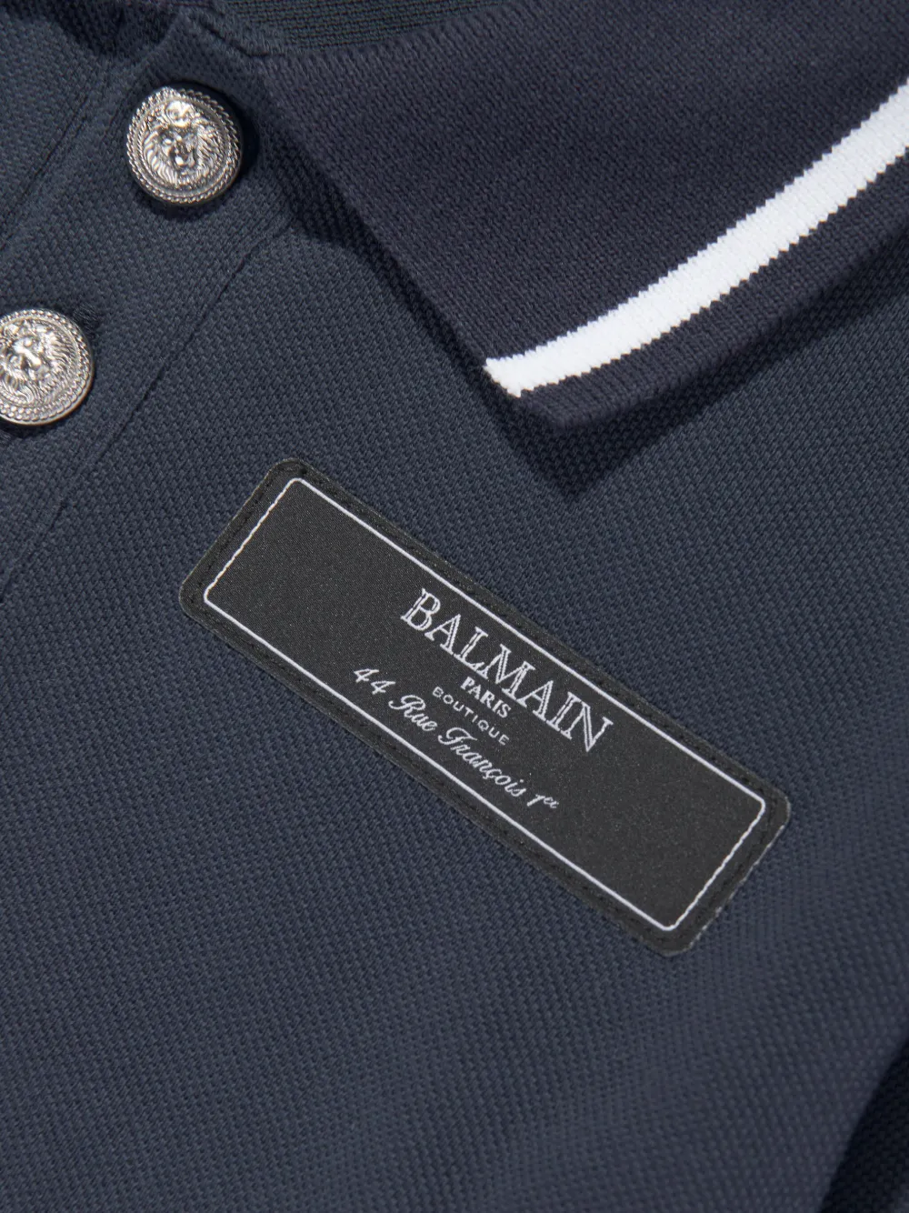 Balmain Kids logo-patch Cotton Polo Shirt | Blue | FARFETCH