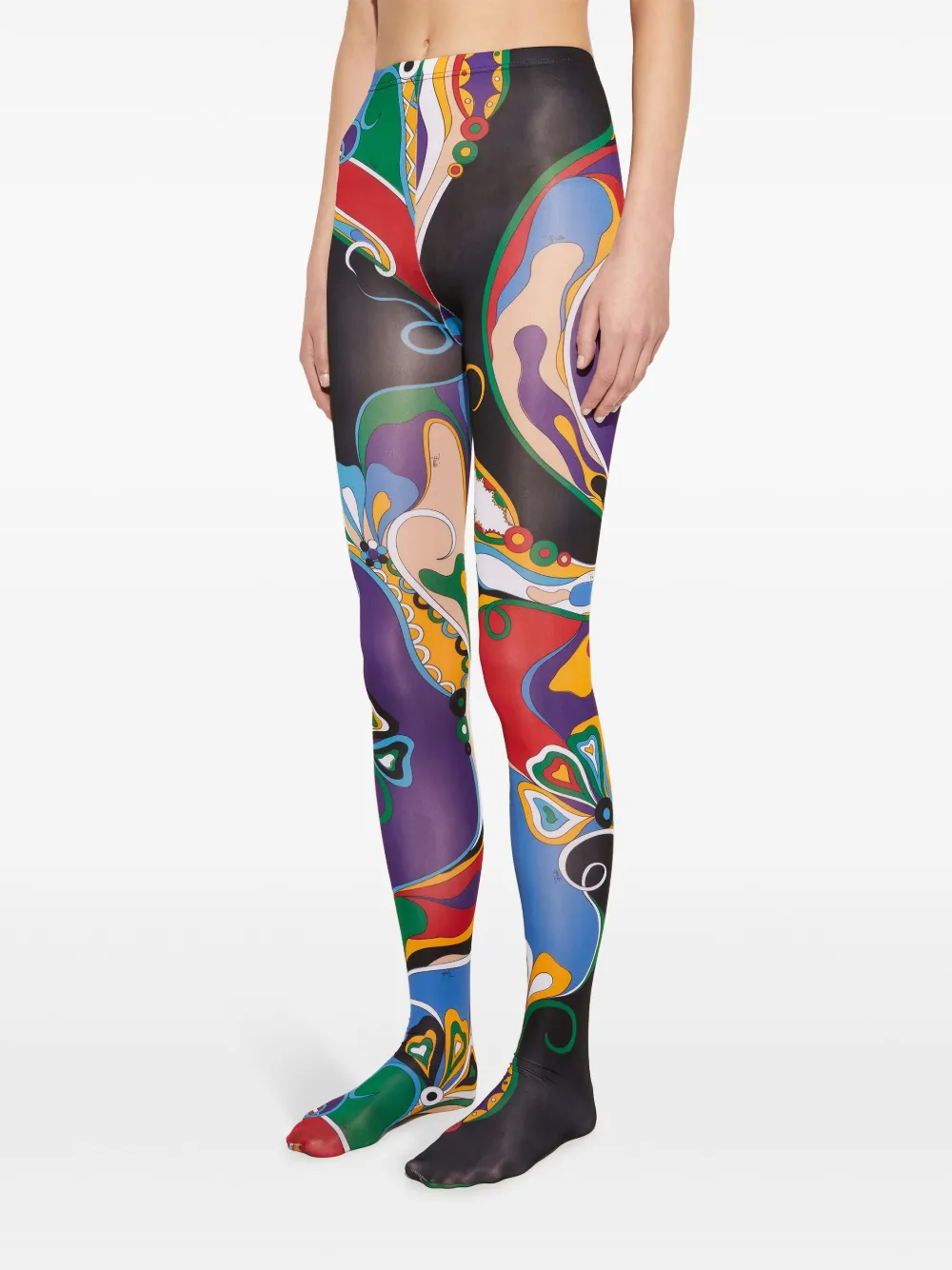 PUCCI orchidee print tights women Elastane Polyester L Purple