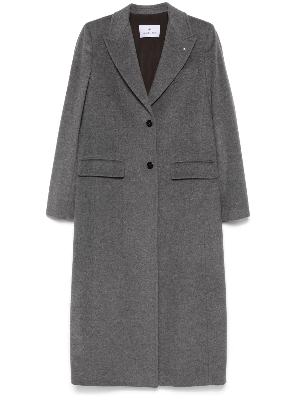 Manuel Ritz brooch-detail Coat | Grey | FARFETCH