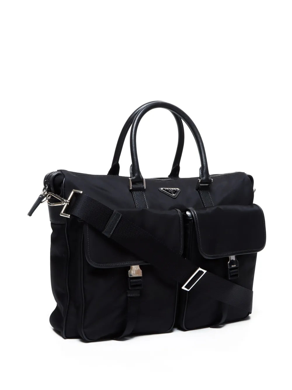 Prada Pre-Owned triangle-logo two-way Bag | Black | FARFETCH