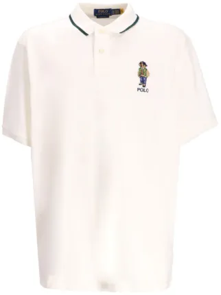 Polo Ralph Lauren Teddy Bear Cotton Polo Shirt | White | FARFETCH