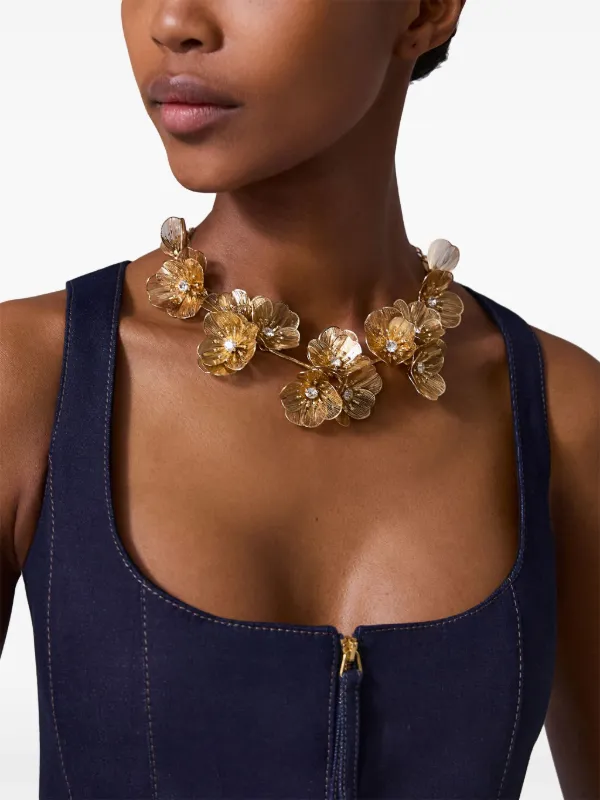 Carolina Herrera Flower Necklace Gold