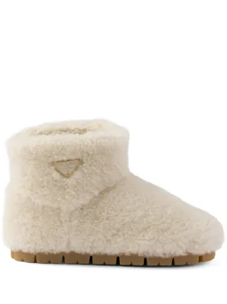 Prada Shearling Booties | Neutrals | FARFETCH