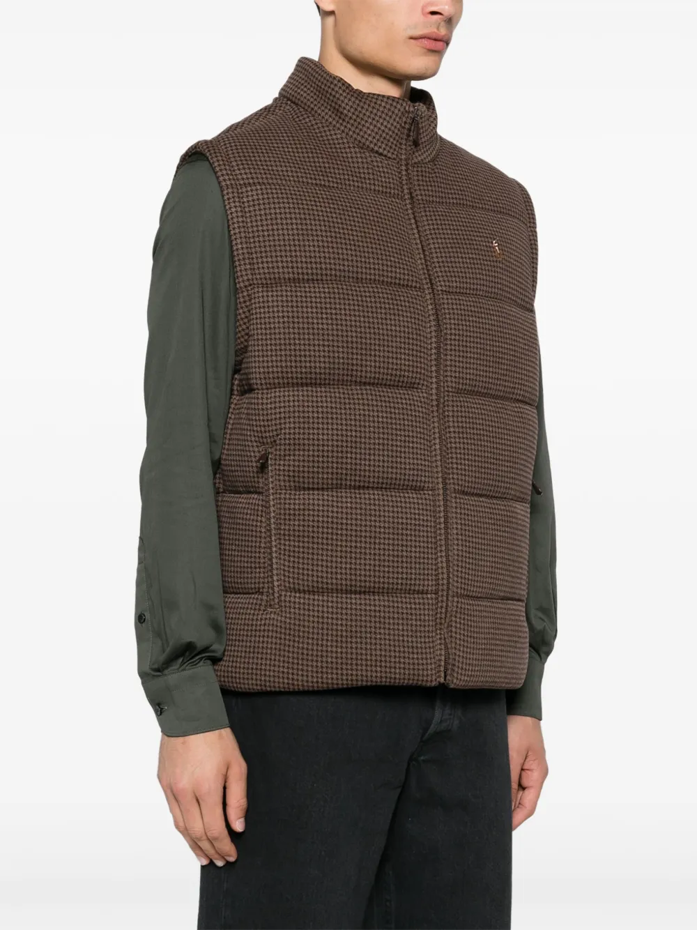 Polo Ralph Lauren Houndstooth double-knit Gilet | Brown | FARFETCH UK