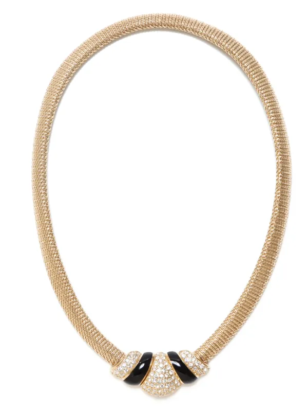 Christian Dior Pre owned Rhinestone Choker Necklace Gold
