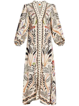 FARM Rio botanical-print Maxi Dress | Neutrals | FARFETCH TR
