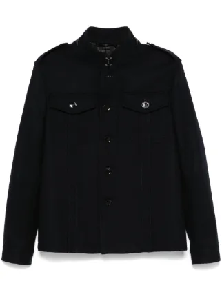 TOM FORD Felted stand-up Collar Overshirt | Blue | FARFETCH
