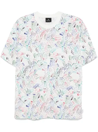 PS Paul Smith abstract-print T-shirt | White | FARFETCH