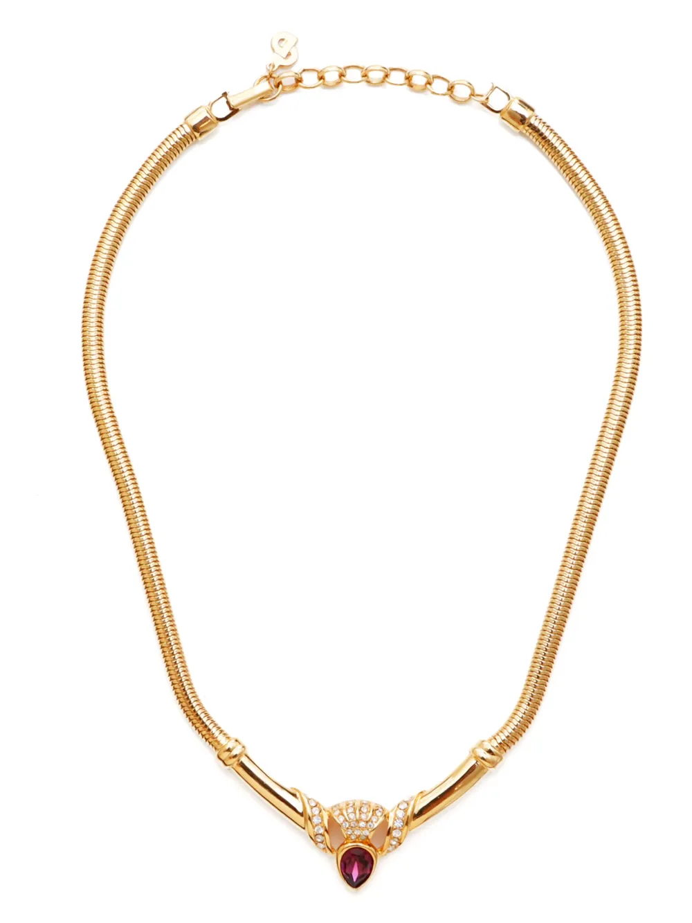Christian Dior Pre-Owned rhinestone-embellished Chain Necklace | Gold ...